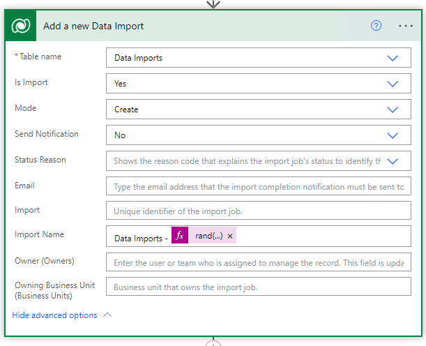 Using standard CSV data import using Power Automate flow – My Trial
